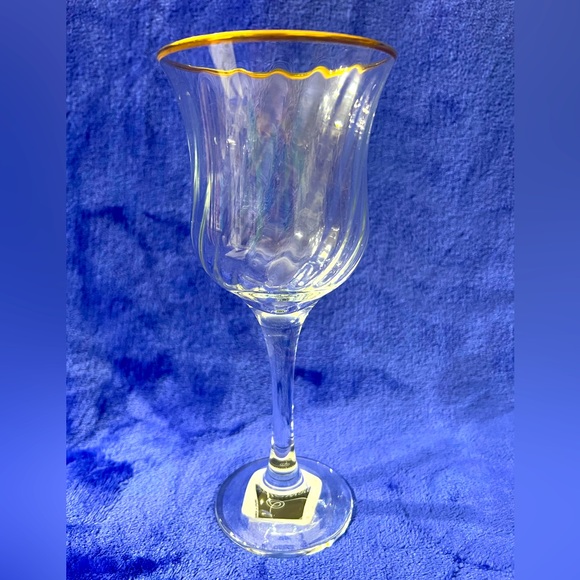 Dining | Crystal Clear Regent Gold Swirl Optic Gold Rim Water Goblet ...